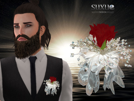 Second Life Marketplace - [SuXue Mesh] Groom Boutonniere Akako Red - Resize