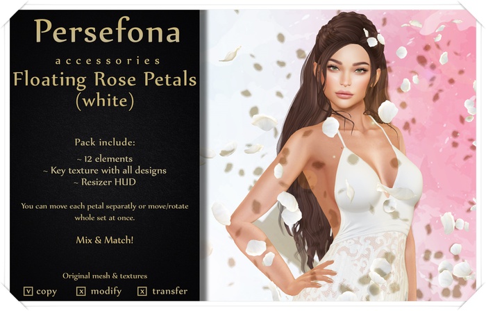 Second Life Marketplace - Persefona Floating Rose Petals (white)