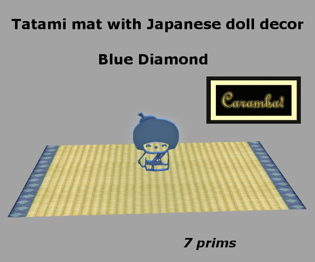 Second Life Marketplace - Tatami mat blue diamond with Japanese doll decor