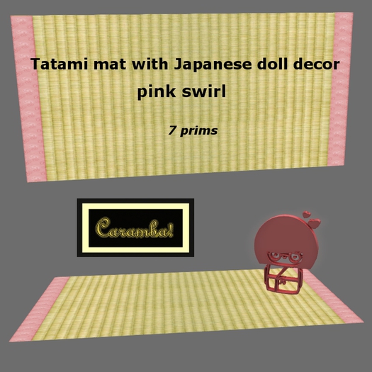 Second Life Marketplace - Tatami mat pink swirl with Japanese doll decor