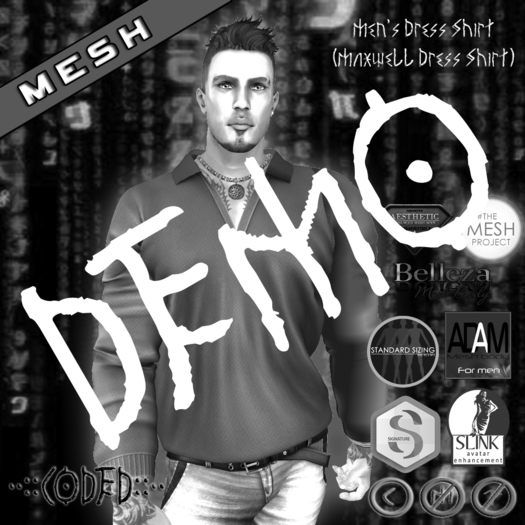 Second Life Marketplace - ..:: CODED ::.. Maxwell Dress Shirt DEMO