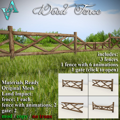 Second Life Marketplace - Atelier Visconti Wood Fence