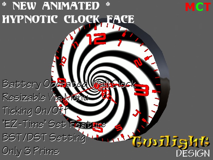 Second Life Marketplace - TDHG096 - Animated Wall Clock: Hypno 2