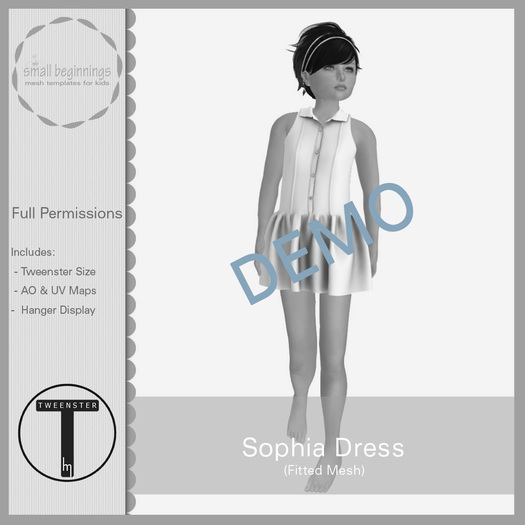 Second Life Marketplace - SB-Tweenster Sophia Dress (Fitted Mesh) - DEMO