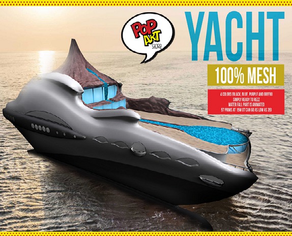 Second Life Marketplace - Pop Art Store - Yacht with Animated Water Fall