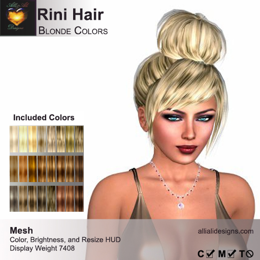 Second Life Marketplace - A&A Rini Hair Blonde Colors Pack. Resizeable ...