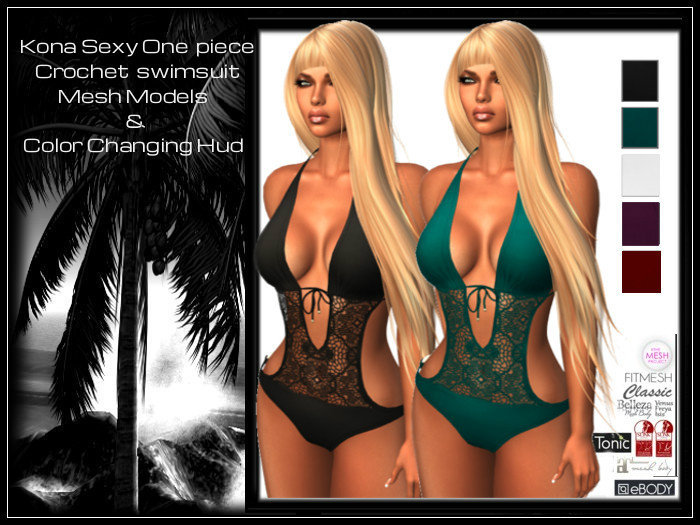 Second Life Marketplace Kona Sexy Crochet One Piece Swimsuit Whud