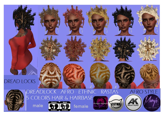 Second Life Marketplace - Roth Dreadlock hair - afro-ethnic-rasta w ...