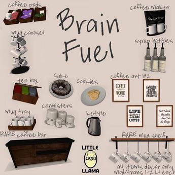 Second Life Marketplace - Little Llama - Brain Fuel - Mug Shelf (BOXED ...