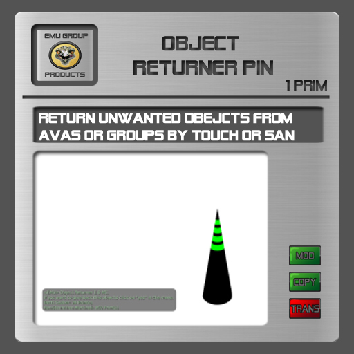 Second Life Marketplace - EMU Object Returner Pin
