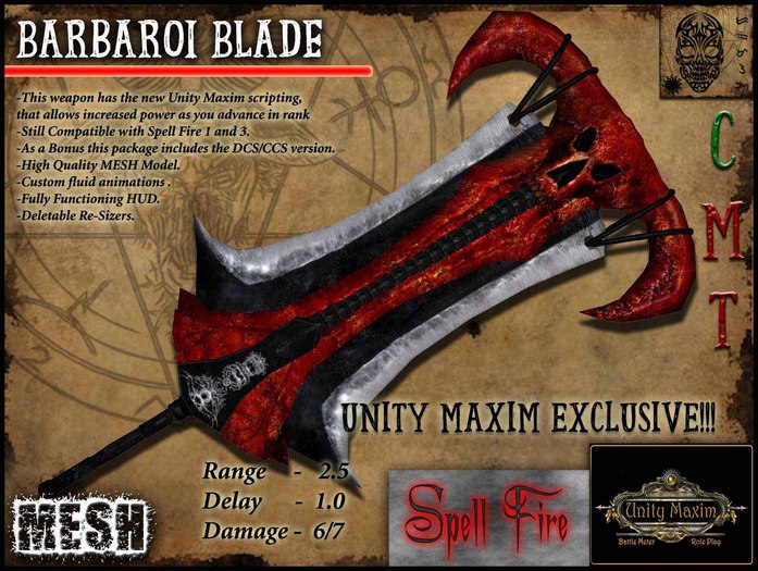 Second Life Marketplace - Barbaroi Blade (Unity Maxim/Spellfire)