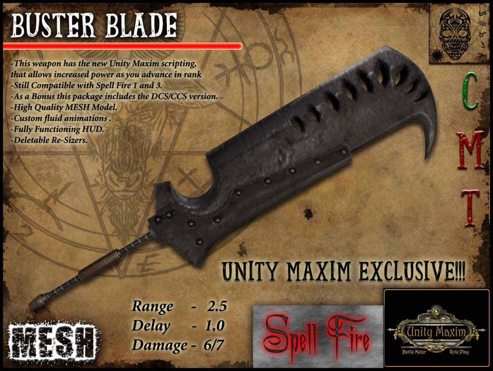 Second Life Marketplace - Buster Blade (Unity Maxim/Spellfire)