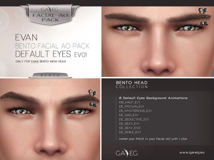 Second Life Marketplace - [GA.EG] Evan Bento Facial AO Pack - EV01 ...