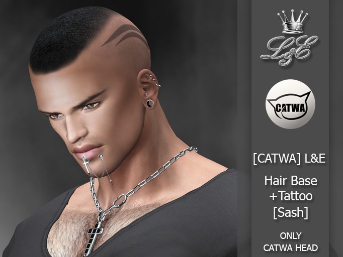 Second Life Marketplace - ♕ Lex.Prime - [CATWA] Hair base + tattoo ...