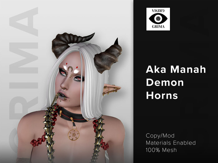 Second Life Marketplace - GRIMA : DEMO Aka Manah Demon Horns (Wear Me ...
