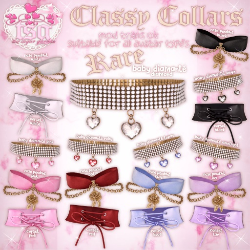 Second Life Marketplace - .tsg. Classy Collar - Rose Pendant - Blue