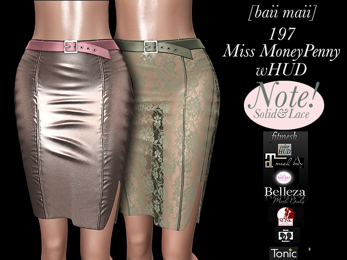 Second Life Marketplace - baii maii 197 Miss MoneyPenny wHUD Skirt Mesh ...