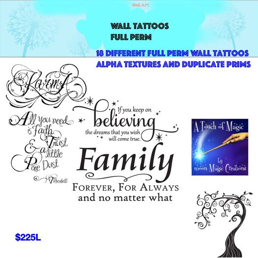 Second Life Marketplace - 18 full perm wall tattoos alpha texture and ...