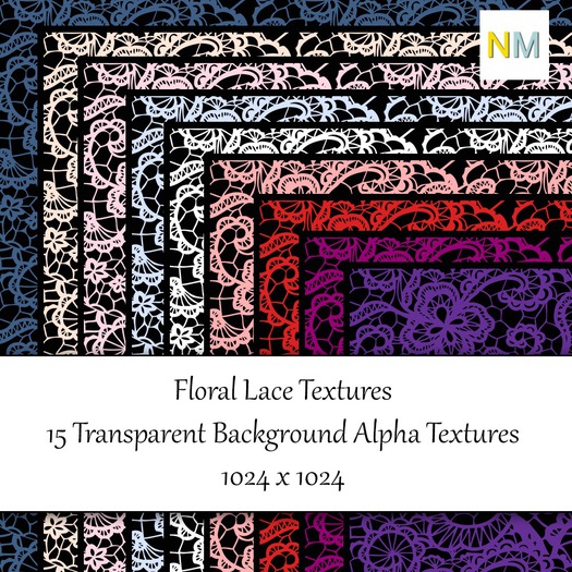 Second Life Marketplace - Floral Lace Alpha Textures Transparent 1024 NM