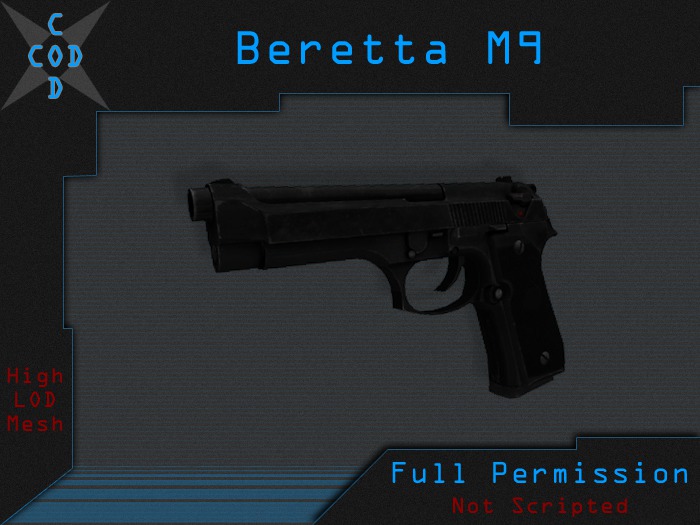 Second Life Marketplace - [COD] Beretta M9 - Full Perm Weapon