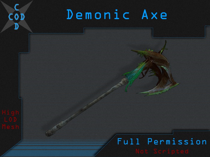 Second Life Marketplace - [COD] Demonic Axe - Full Perm Weapon