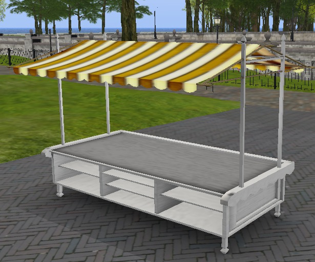 Second Life Marketplace - Market Stall Yellow & White With shelves and ...