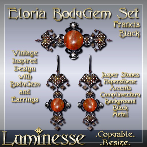 Second Life Marketplace - ELORIA Francis BodyGem & Earrings Set ...