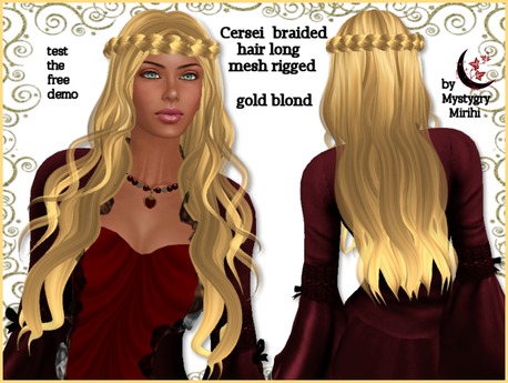 Second Life Marketplace - Cersei hair braided mesh rigged gold blond ...