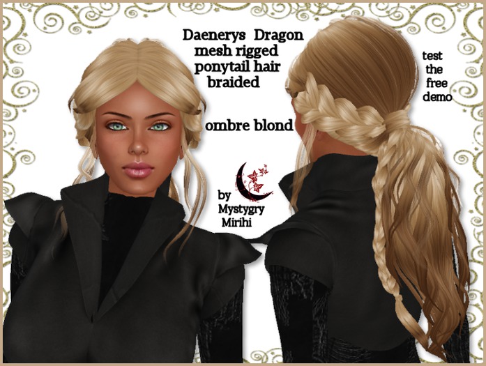 Second Life Marketplace - Daenerys dragon mesh rigged ponytail braided ...