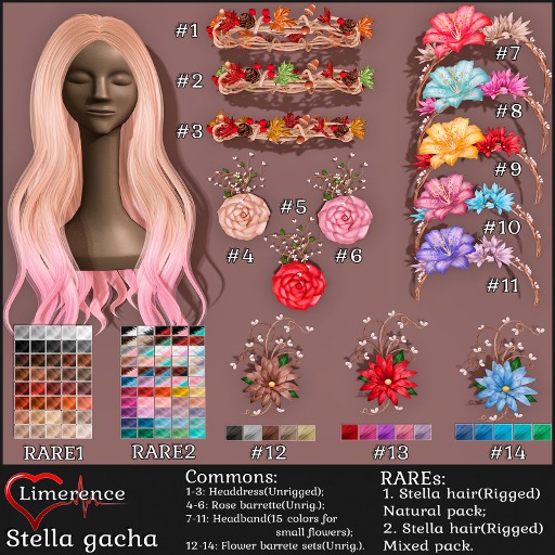 Second Life Marketplace - #14{Limerence} Stella Flower barrette(Set3)