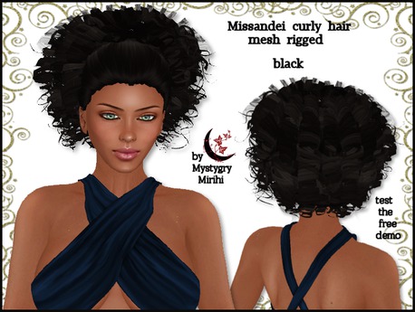 Second Life Marketplace - Missandei curly hair mesh rigged short black
