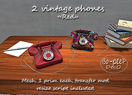 Second Life Marketplace - Vintage Phones "Red"