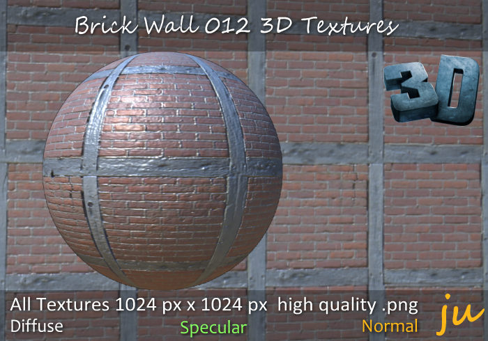 Second Life Marketplace - JU Brick Wall 012 3D Textures Full Perm