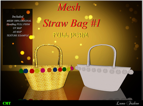 Second Life Marketplace - -Lamu Fashion-Mesh Bag Straw #1 FULL PERM