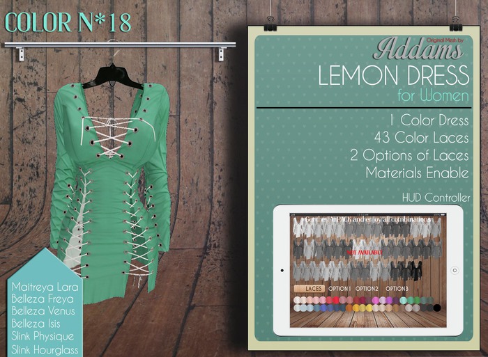Second Life Marketplace - Addams "Lemon" Mesh Dress for Maitreya ...