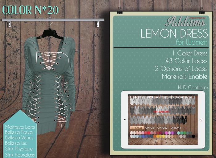 Second Life Marketplace - Addams "Lemon" Mesh Dress for Maitreya ...