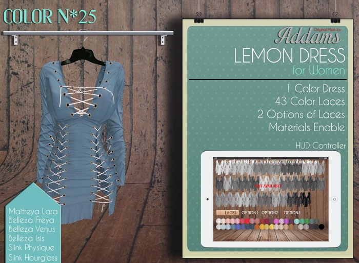 Second Life Marketplace - Addams "Lemon" Mesh Dress for Maitreya ...