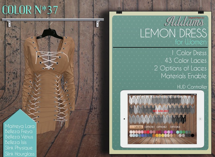 Second Life Marketplace - Addams "Lemon" Mesh Dress for Maitreya ...