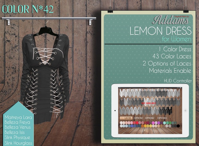 Second Life Marketplace - Addams "Lemon" Mesh Dress for Maitreya ...