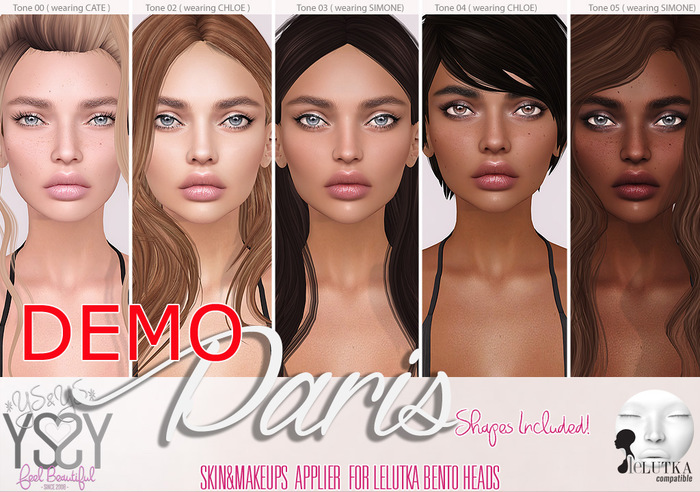 Second Life Marketplace - DEMO *YS&YS* Paris Skin Applier LELUTKA Bento ...