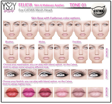 Second Life Marketplace - *YS&YS* Felicia Tone 01 Skin Applier For ...