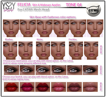 Second Life Marketplace - *YS&YS* Felicia Tone 04 Skin Applier For ...
