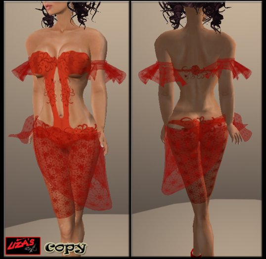 Second Life Marketplace Liza Red Lace Set