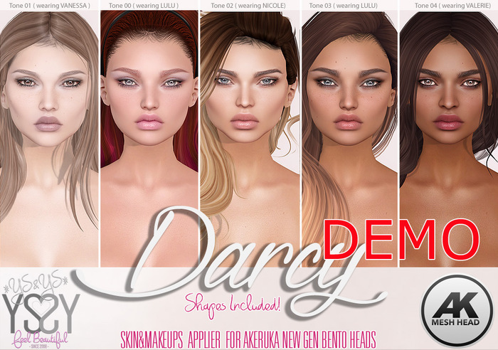 Second Life Marketplace - DEMO *YS&YS* Darcy Skin Applier for Akeruka ...