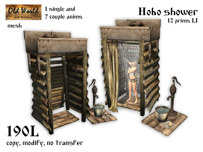 Second Life Marketplace - Hobo shower - Old World - Urban / Hobo furniture