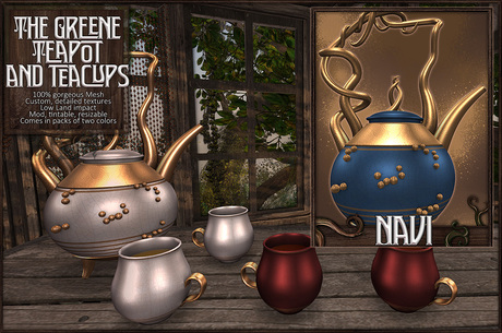 Second Life Marketplace - :[P]:- Greene Tea Set:// Navi