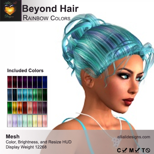 Second Life Marketplace - A&A Beyond Hair Rainbow Colors Pack ...