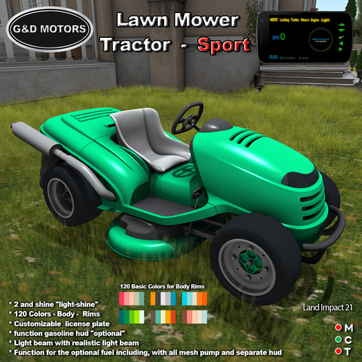 Second Life Marketplace - G&D MOTORS Lawn Mower Tractor Sport