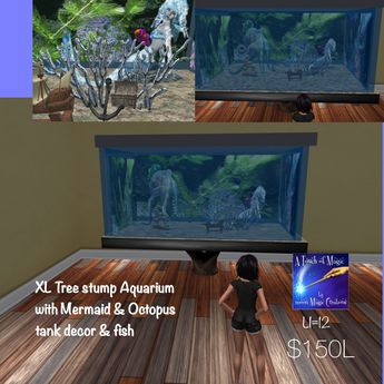 Second Life Marketplace - XLarge Tree stump aquarium animated Crate