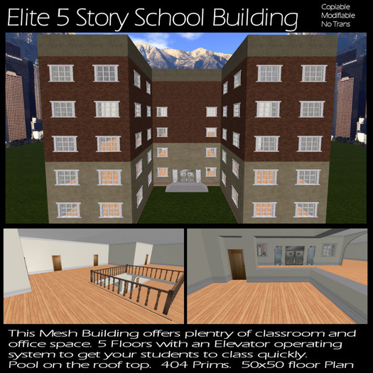 Second Life Marketplace - Elite 5 Story School Bldg. (JIB)